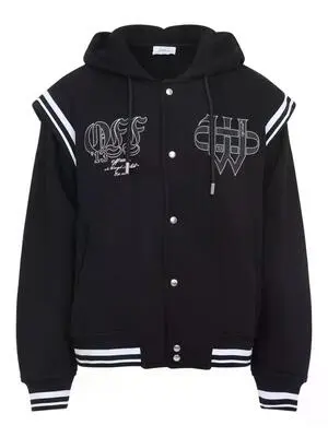 Off-White Logo-embroidered Hooded Jacket - Black