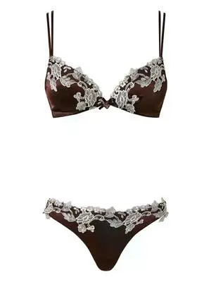TWINSET Floral-lace Lingerie Set - Brown