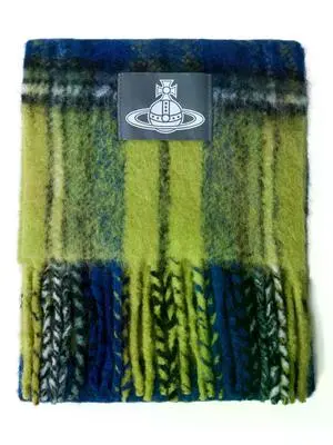 VIVIENNE WESTWOOD Plaid Fringed Scarf - Yellow