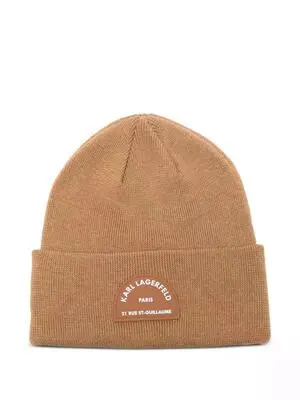 Karl Lagerfeld Logo-appliqué Beanie - Brown