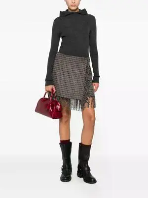 P.a.r.o.s.h Checked Fringe Skirt