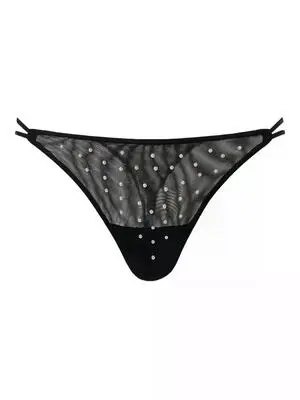 TWINSET Pearl-embellished Tulle Thong - Black
