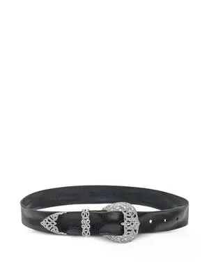 ORTIGNI Crystal-embellished Leather Belt - Black