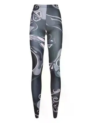 Emilio Pucci Swirl-print Tights - Black