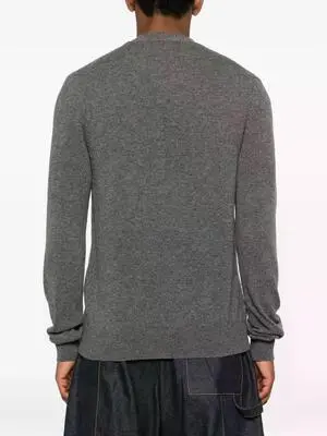 Play Comme Des Garcon Logo Heart-emblem V-neck Cardigan - Grey