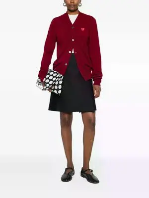 Play Comme Des Garcon Logo-patch Cardigan - Red
