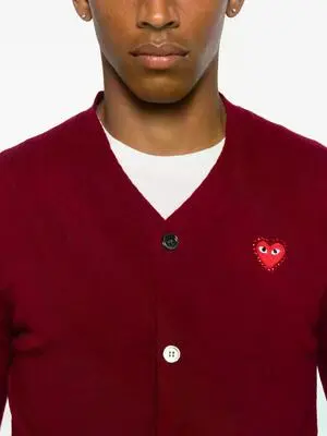 Play Comme Des Garcon Logo-patch Cardigan - Red