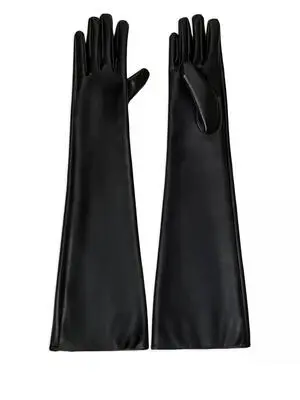 TWINSET Long Leather-effect Gloves - Black