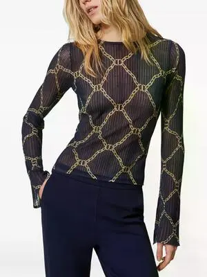 TWINSET Chain-print Flared-sleeve Sweater