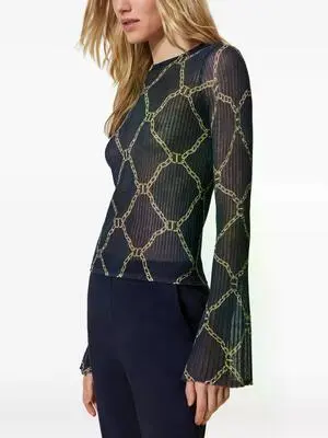 TWINSET Chain-print Flared-sleeve Sweater
