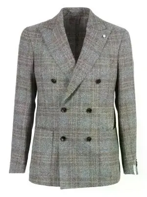 LUIGI BIANCHI MANTOVA Double-breasted Checked Jacket - Grey