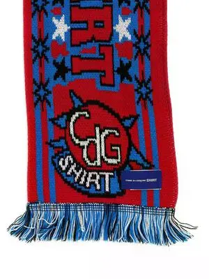 Comme Des Garçons Intarsia-knit Fringed Scarf - Red