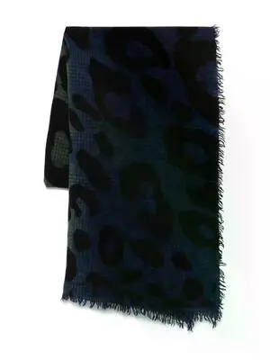Faliero Sarti Chal Ax Leopard-print Frayed-edge Scarf - Blue