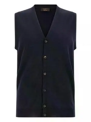 ZANONE V-neck Sleeveless Cardigan - Blue