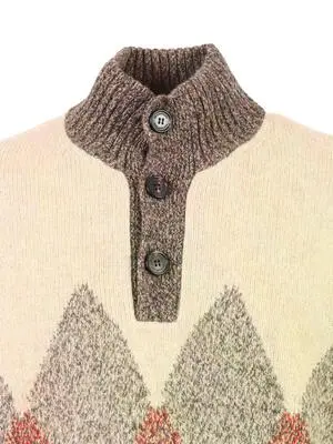 BALLANTYNE High-neck Diamond-pattern Wool Sweater - Neutrals