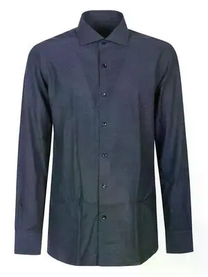 BARBA NAPOLI Long-sleeve Cotton Shirt - Blue