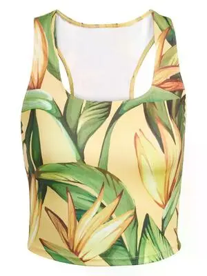 Farm Rio Floral-print Racer Top - Yellow