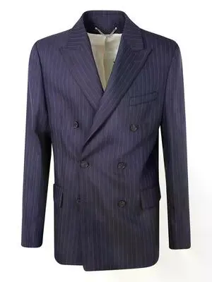 Golden Goose Pinstripe Double-breasted Jacket - Blue