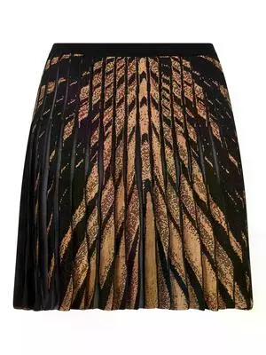 Roberto Cavalli Pleated Abstract-pattern Mini Skirt - Gold