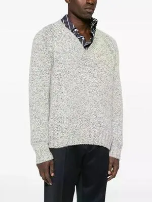 Zegna Speckled V-neck Sweater - Grey