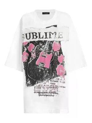 Dolce & Gabbana Guitar And Rose Print T-shirt - White