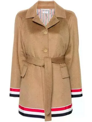 Thom Browne Belted Coat With Rwb Stripe
