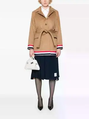 Thom Browne Belted Coat With Rwb Stripe