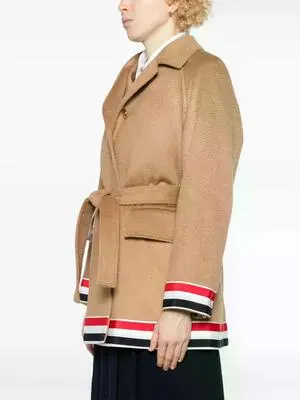 Thom Browne Belted Coat With Rwb Stripe