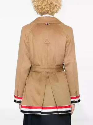 Thom Browne Belted Coat With Rwb Stripe