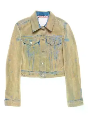 Acne Studios Textured Denim Cropped Jacket - Neutrals