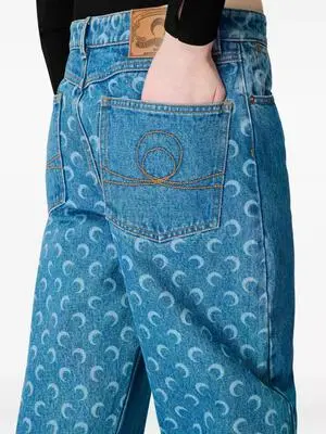 MARINE SERRE Moon Laser Wide-leg Jeans - Blue