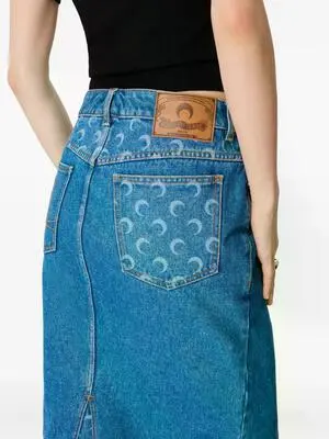MARINE SERRE Moon Laser Denim Midi Skirt