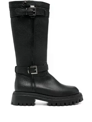 GISEL MOIRE Leather Knee-high Boots