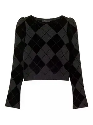 TWINSET Puff-sleeve Diamond-pattern Jumper