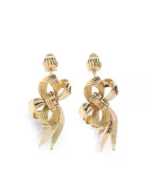 Miu Miu Bow-shaped Clip-on Earrings - Gold