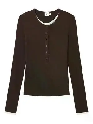 B+AB Long-sleeve Half-button T-shirt