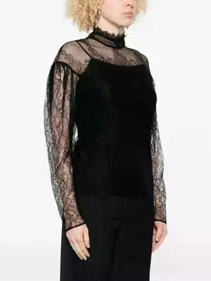 TWINSET Lace Mock-neck Top