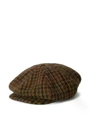 Ralph Lauren Houndstooth Newsboy Cap - Brown