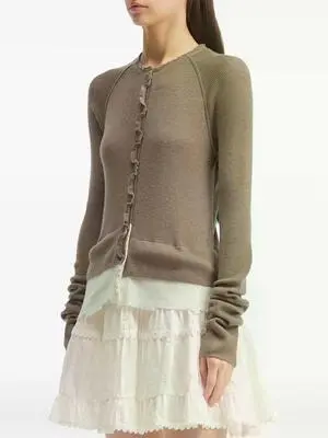 TOUT A COUP Ruffle-trim Cardigan - Brown