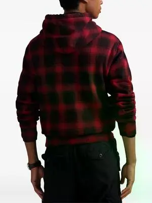 Polo Ralph Lauren Plaid Hoodie With Embroidered Bear Motif - Red