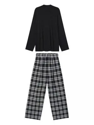 B+AB Hooded Check-print Set