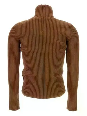 Max Mara Ribbed Turtleneck Sweater With Half-zip
