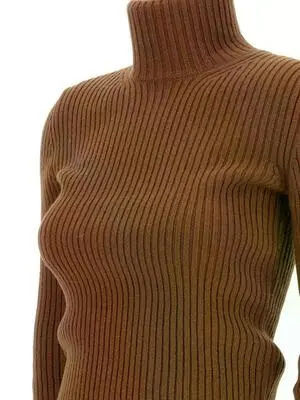 Max Mara Ribbed Turtleneck Sweater With Half-zip