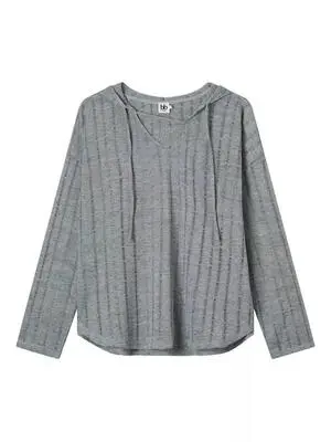 B+AB Hooded Ribbed Knit Top