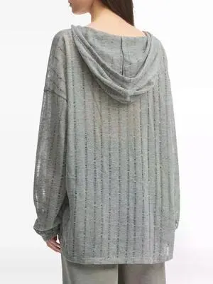 B+AB Hooded Ribbed Knit Top