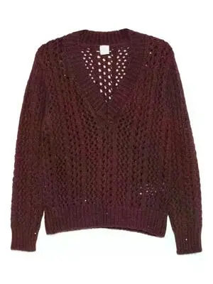 Eleventy V-neck Open-knit Sweater