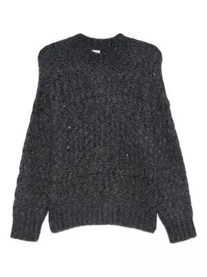 Eleventy Cable-knit Sequin-embellished Sweater