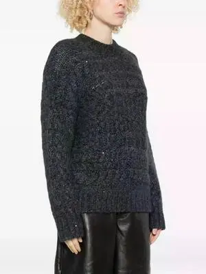 Eleventy Cable-knit Sequin-embellished Sweater