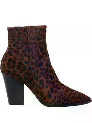 Santoni Leopard-print Block-heel Ankle Boots