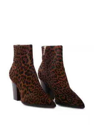 Santoni Leopard-print Block-heel Ankle Boots